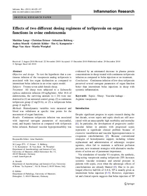 Pdf Effects Of Two Different Dosing Regimens Of Terlipressin On Organ