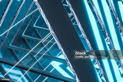 빛나는 Hud 선 3d 렌더링어두운 삼각형 터널 0명에 대한 스톡 사진 및 기타 이미지 0명 3차원 형태 가상현실