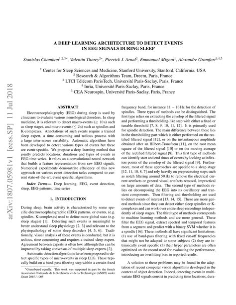 Pdf A Deep Learning Architecture To Detect Events In Eeg Signals During Sleep
