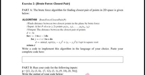 Solved The Brute Force Algorithm For Finding Closest Pair Of