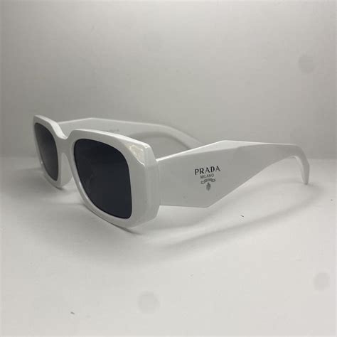 Prada Mens White And Grey Sunglasses Depop