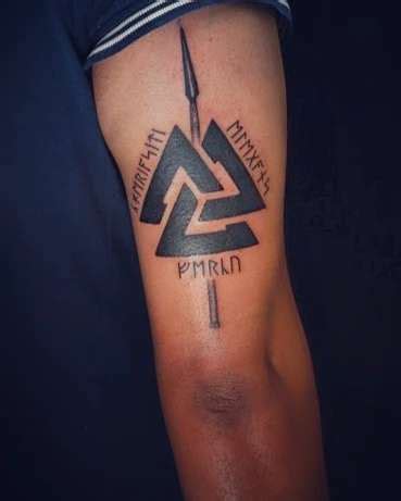 Gungnir Odins Spear And Valknut With Anglo Saxon Runes Done By Masa