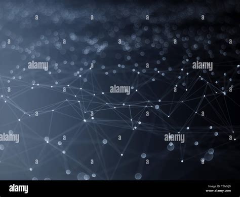 Abstract Mesh Line And Point Light Block Chain Digital Link Network Technology Illuminated Shape