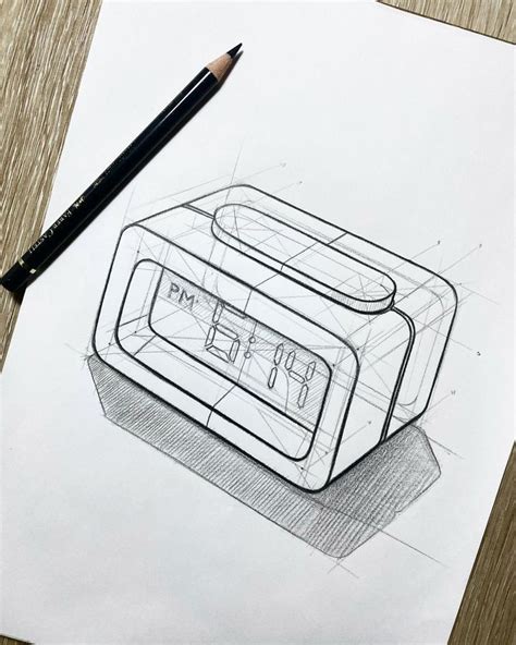 Table Clock Sketch With Polychromos
