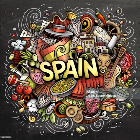 스페인 손으로 그린 만화 낙서 일러스트 재미있는 스페인어 디자인 0명에 대한 스톡 벡터 아트 및 기타 이미지 0명 3차원 형태 Houilles Corrida Istock