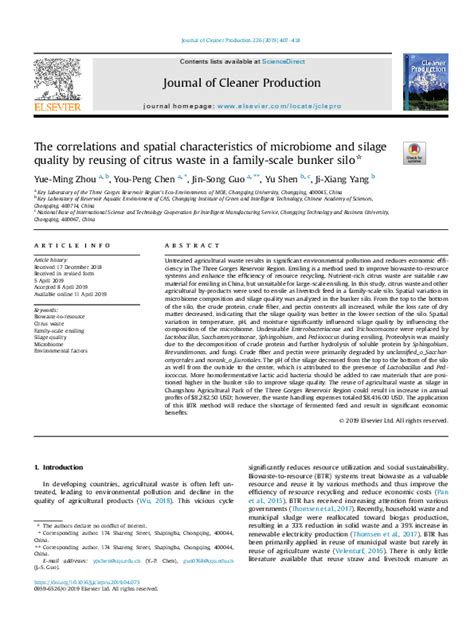 Pdf The Correlations And Spatial Characteristics Of Microbiome And Silage Quality By Reusing