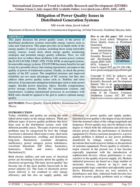 Mitigation Of Power Quality Issues In Distributed Generation Systems