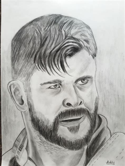 Chris Hemsworth Pencil Drawing Of Thor