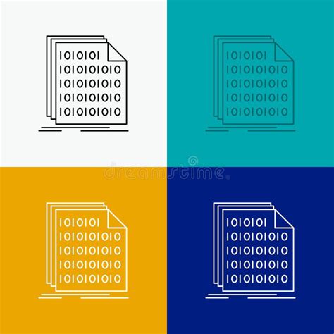 Binary Code Coding Data Document Icon Over Various Background Line