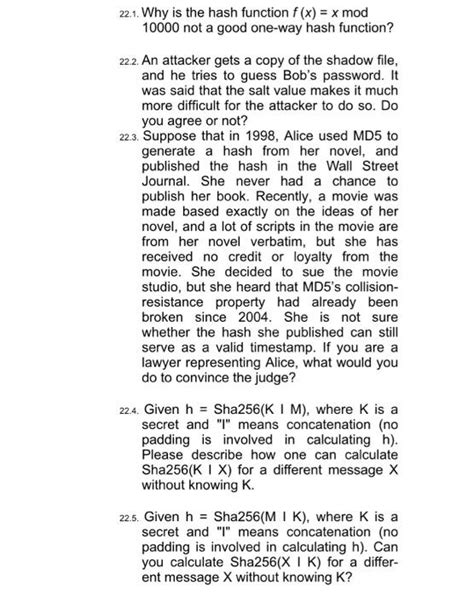 Solved 221 Why Is The Hash Function Fx X Mod 10000 Not