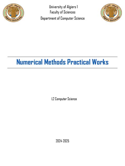 Practical Work N 1 Pdf Matlab Integer Computer Science