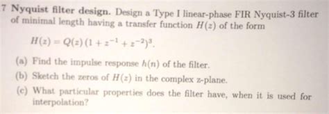 Nyquist Filter Design Design A Type I Linear Phase