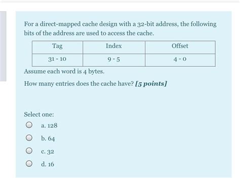 Solved For A Direct Mapped Cache Design With A Bit Chegg