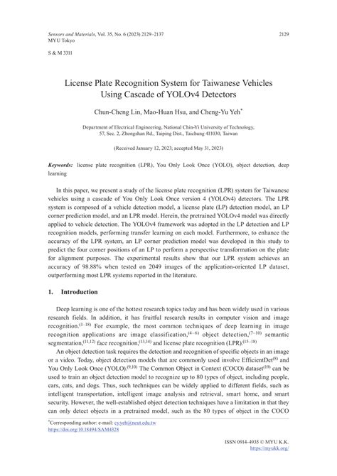 Pdf License Plate Recognition System For Taiwanese Vehicles Using Cascade Of Yolov Detectors