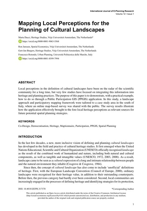 Pdf Mapping Local Perceptions For The Planning Of Cultural Landscapes