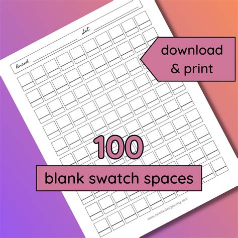 Blank Color Swatch Chart Printable Color Chart For Colored Pencils Markers Swatching