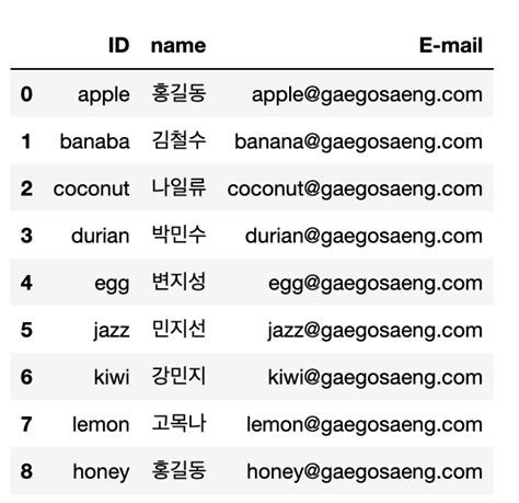 Pandas Dataframe 데이터프레임 정보 조회 방법들