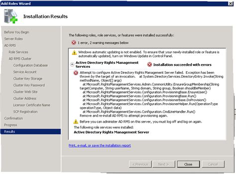 Solved Cannot Install AD RMS Role Experts Exchange