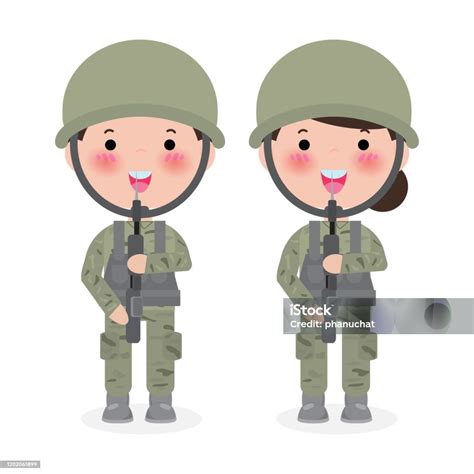 군인 남자와 여자 흰색 배경에 고립 된 평면 만화 캐릭터 디자인 미 육군 군인 고립 벡터 일러스트레이션 경례에 대한 스톡 벡터 아트 및 기타 이미지 Istock