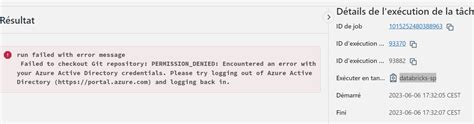 Databricks Job Owed By Service Principal Failed To Checkout From Git Repository Permission