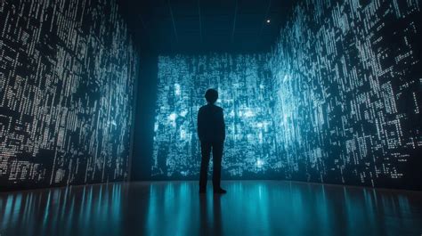 Binary Numbers Matrix On Walls In Cyberspace Premium Ai Generated Image