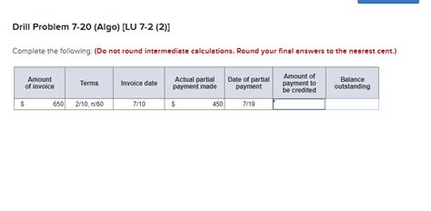 Solved Drill Problem 7 20 Algo LU 7 2 2 Complete The Chegg Com