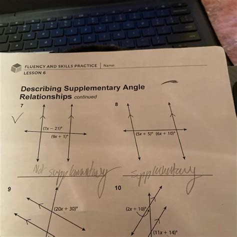 Free Iready Math Page Describing Supplementary Angle Realtionships