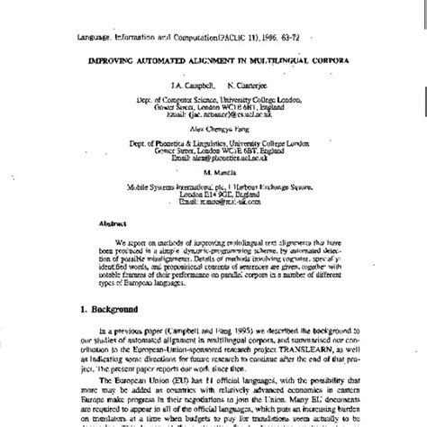 Improving Automated Alignment In Multilingual Corpora Acl Anthology
