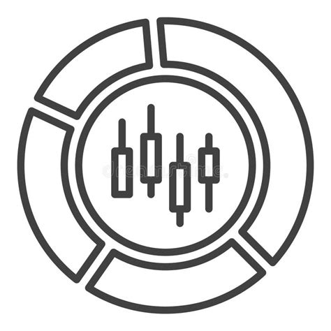 Pie Chart With Candlestick Trading Chart Vector Thin Line Round Icon Or Symbol Stock Vector