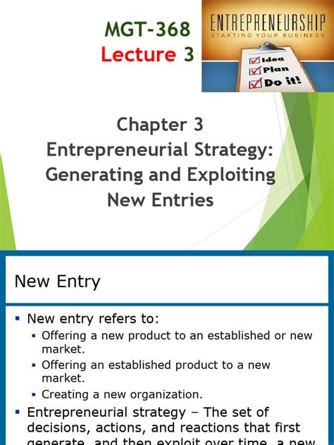 Chapter 3 Generating And Exploiting New Entries Pdf Franchising Entrepreneurship
