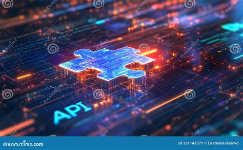 Api Integration Concept With Puzzle Piece And Tech Background Royalty