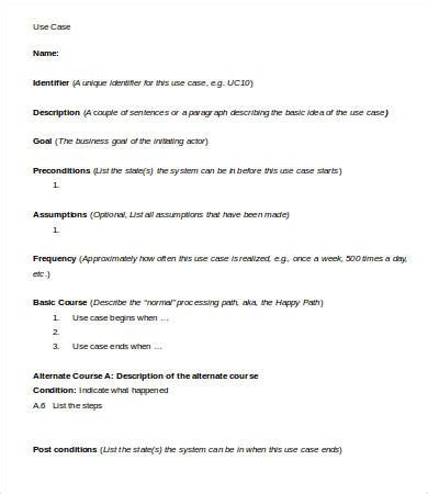 Use Case Template 9 Free Word PDF Documents Download