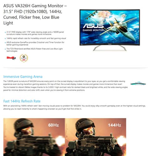 Buy Asus Va H Fhd Hz Curved In Monitor Va H Pc Case Gear Australia