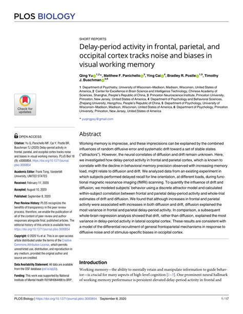 Pdf Delay Period Activity In Frontal Parietal And Occipital Cortex Tracks Different
