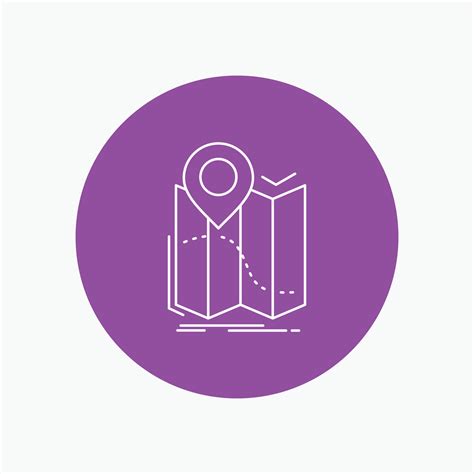 Gps Location Map Navigation Route White Line Icon In Circle Background Vector Icon