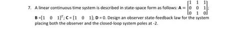 solved a linear continuous time system is described in