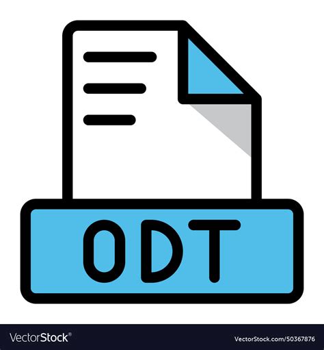 Odt File Icon Colorful Style Design Document Vector Image