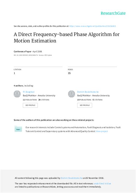 Pdf A New Motion Estimation Method Using Frequency Components