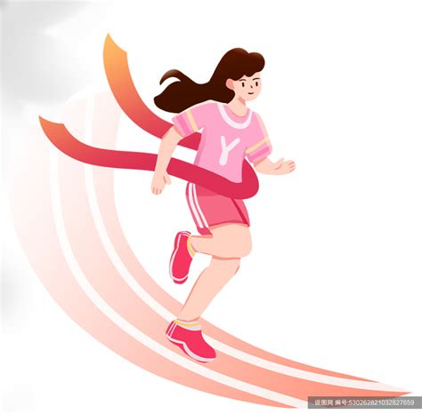 女孩跑步健身扁平化风格体育运动人物插画psd下载 编号530262821032827659 设图网