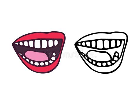 Open Mouth In Cartoon And Outline Style Stock Illustration Illustration Of Beauty Drawn