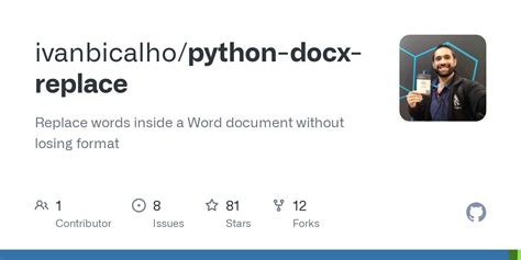 Github Ivanbicalho Python Docx Replace Replace Words Inside A Word Document Without Losing Format