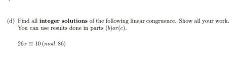 Solved D Find All Integer Solutions Of The Following