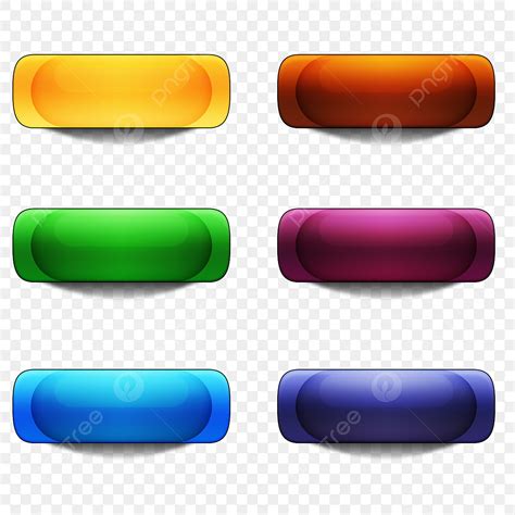 Game Button Clipart Vector Glossy Ui Colorful Buttons Set 2d And 3d