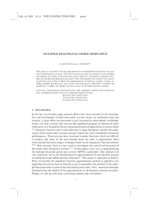 Pdf Multiple Fractional Order Derivative
