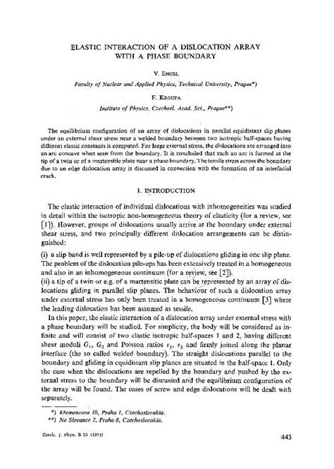 Pdf Elastic Interaction Of A Dislocation Array With A Phase Boundary