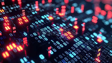 Digital Binary Code Futuristic Technology Background With Glowing Numbers For Cyber Security And