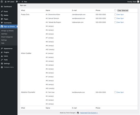 Sign Up Sheets Wordpress Plugin Fetch Designs