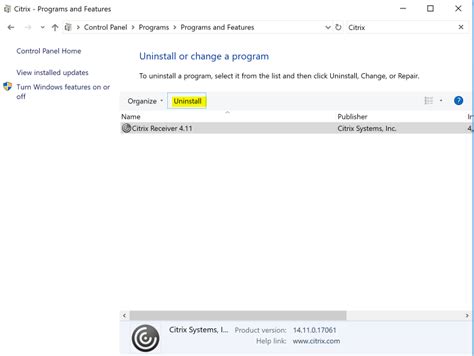 Uninstall The Citrix Receiver From Windows