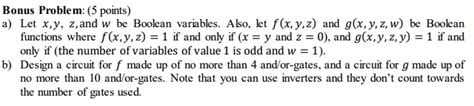 Solved Bonus Problem 5 Points A Let X Y Z And W Be Boolean