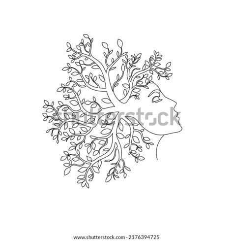 Face Woman Tree One Line Art Stock Vector Royalty Free 2176394725 Shutterstock